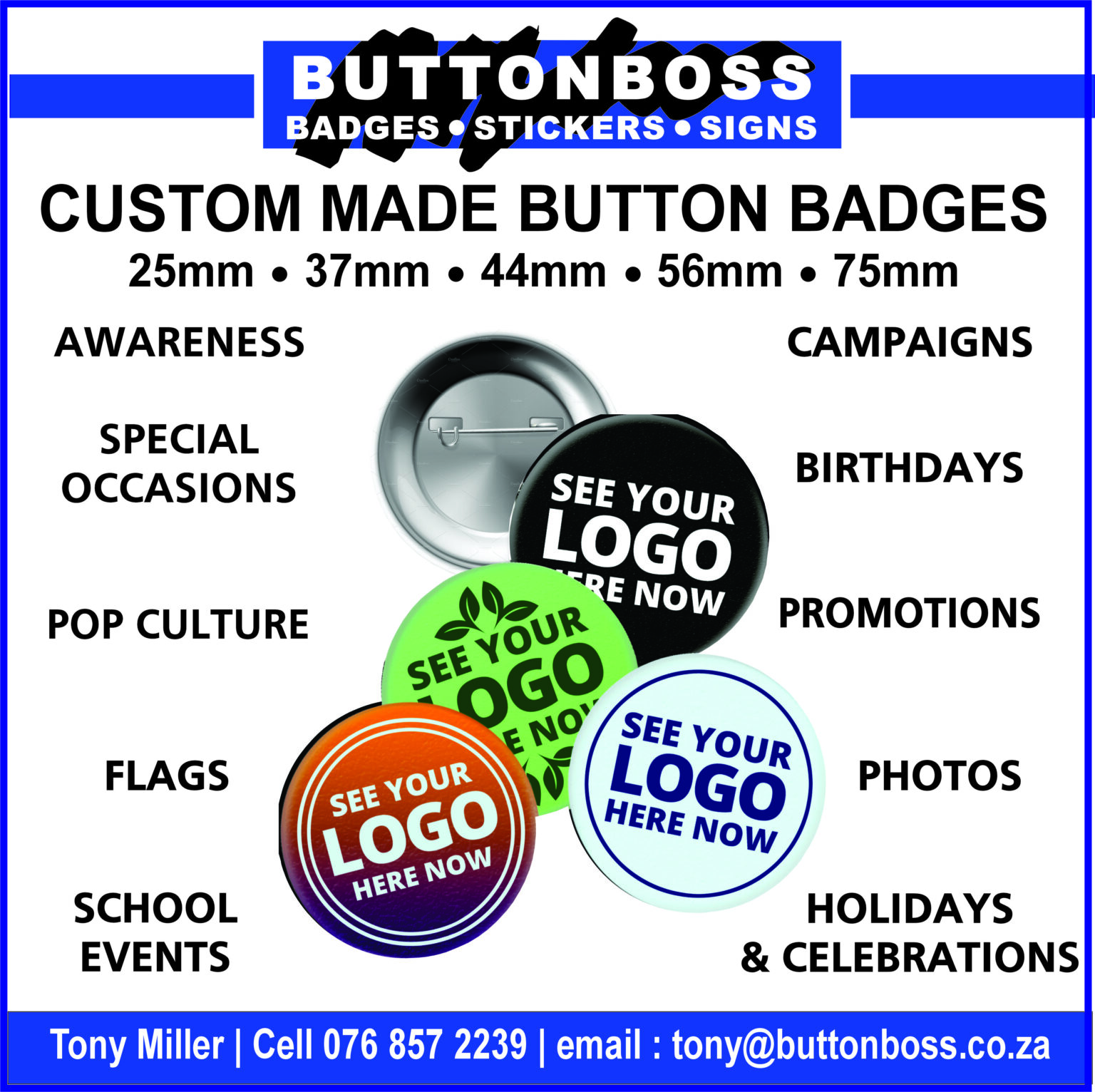 Button Badges – Tony Miller Promotions